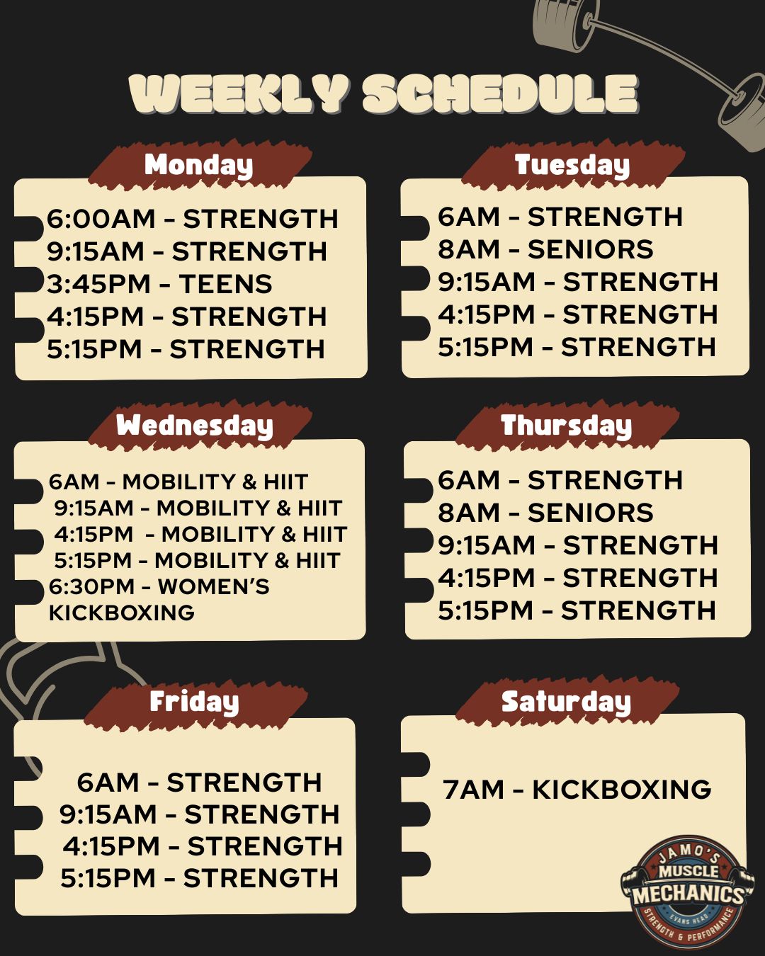 Classes – Jamo's Muscle Mechanics